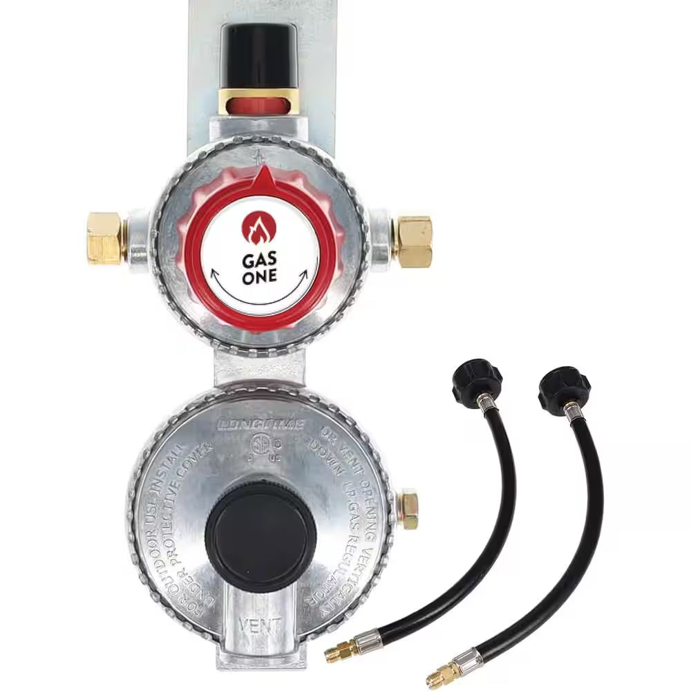 2-Stage Auto Changeover LP Propane Gas Regulator with Two 12 Inch Pigt ...